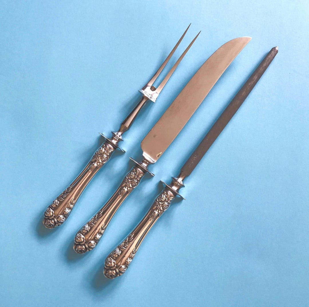 Normandy Rose Northumbria Sterling, Carving Set, 3 Pc - Etsy