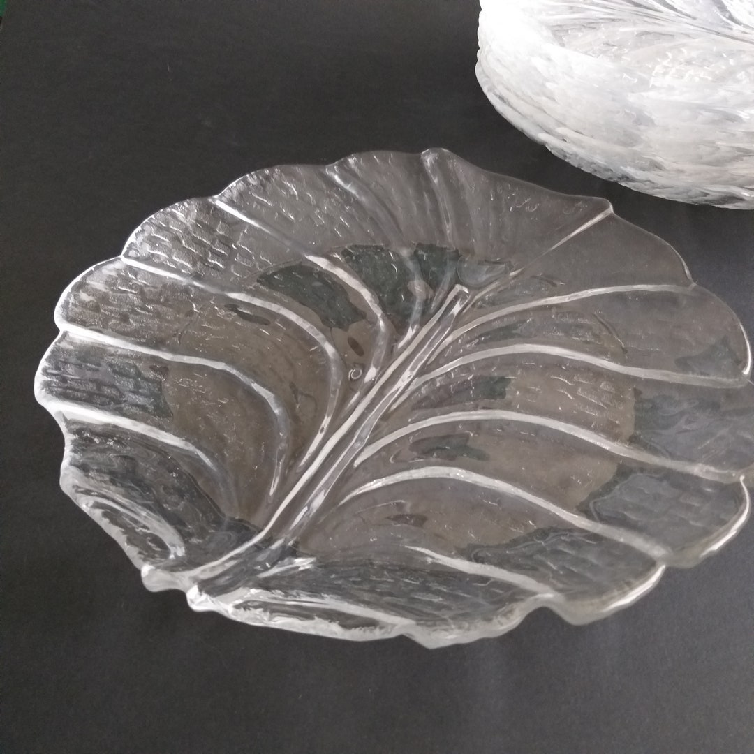 Sweden Orrefors. Crystal Glass Plate Pattern Eden. Embossed Leaf ...