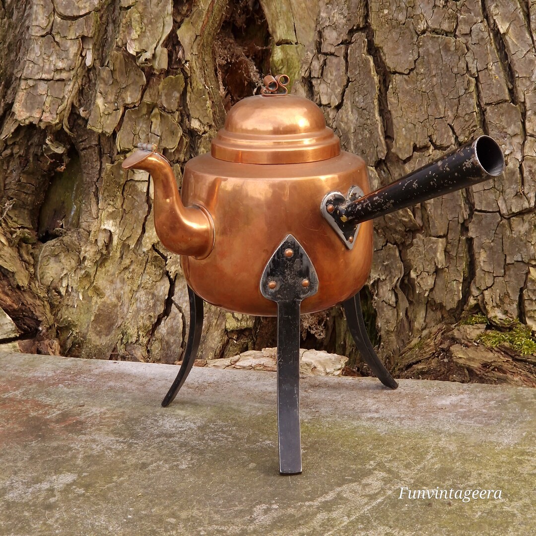 Large True Vintage Swedish Copper Teapot Kettle With Lid. Hand Forged ...