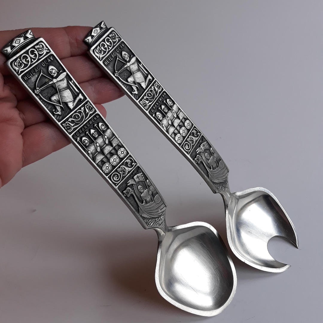 Norwegian Pewter Konge Tinn Flatware. Scandinavian MCM Style. Salad ...