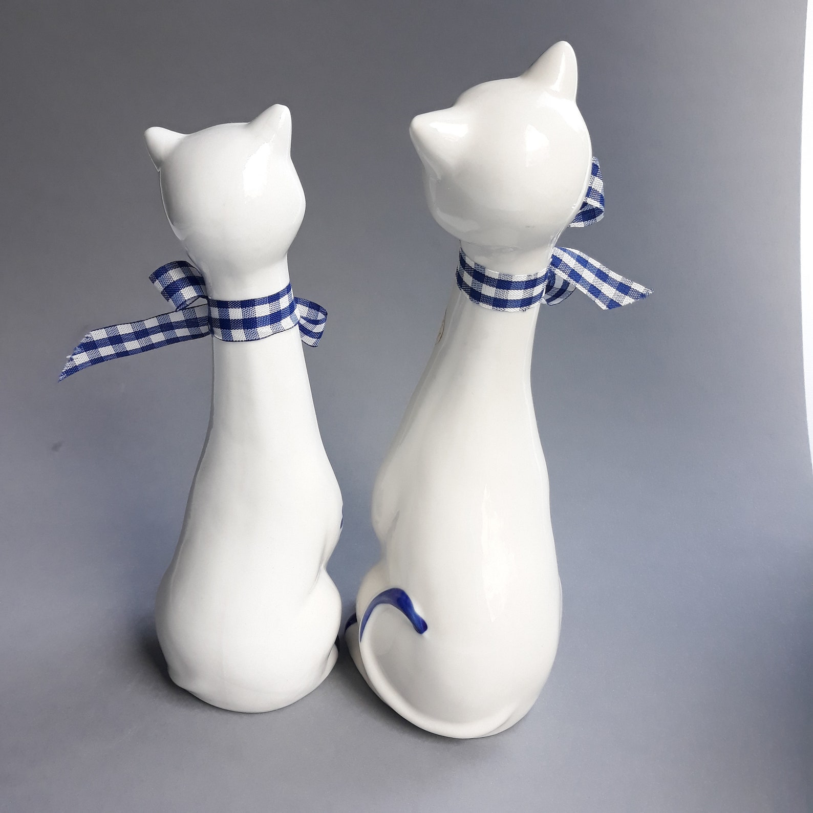 Vintage Mid Century Long Neck Cats. Pair of White Ceramic Cat - Etsy