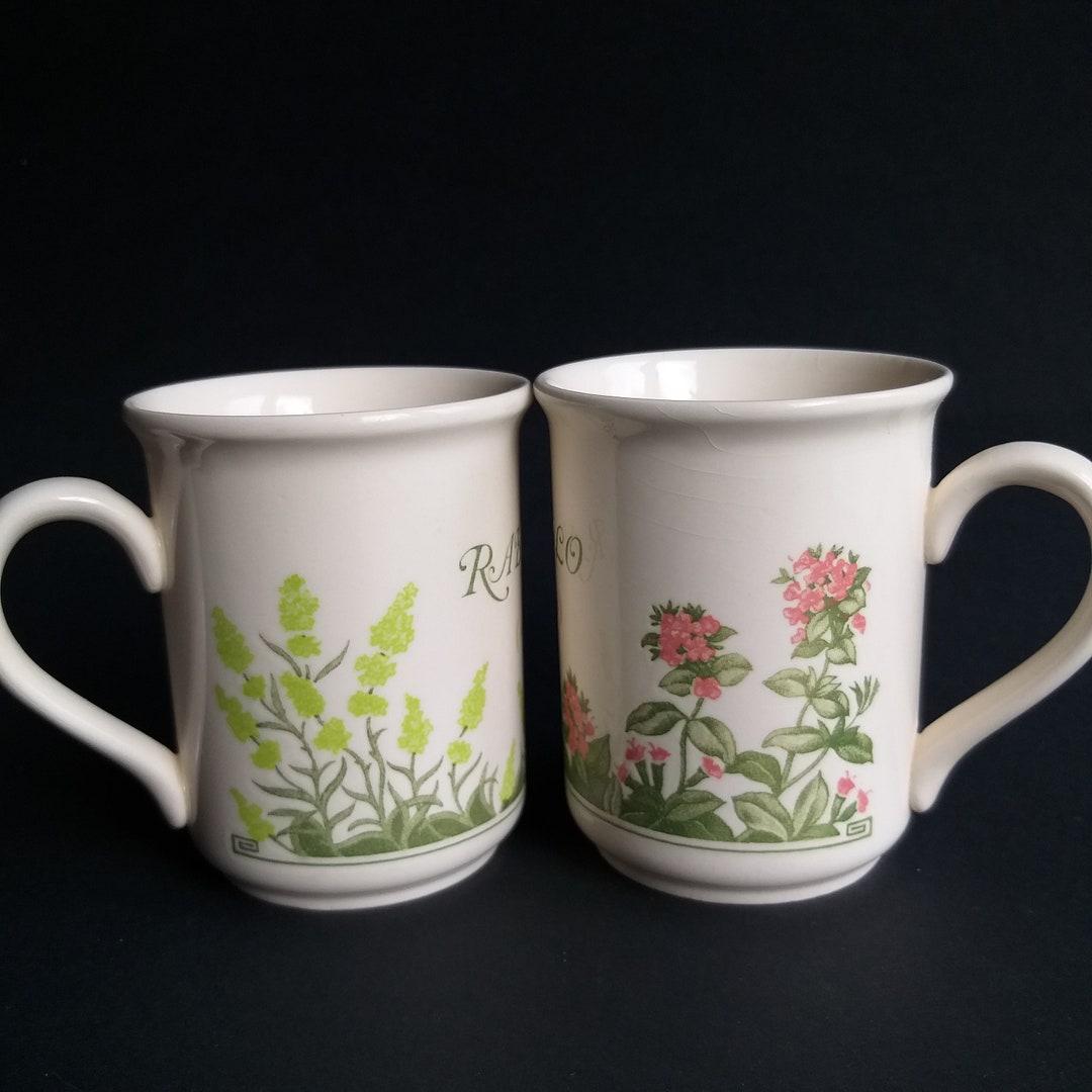 Biltons England. Set of Two Ceramic Mugs. Herbal Design (tomillo, Rabo ...