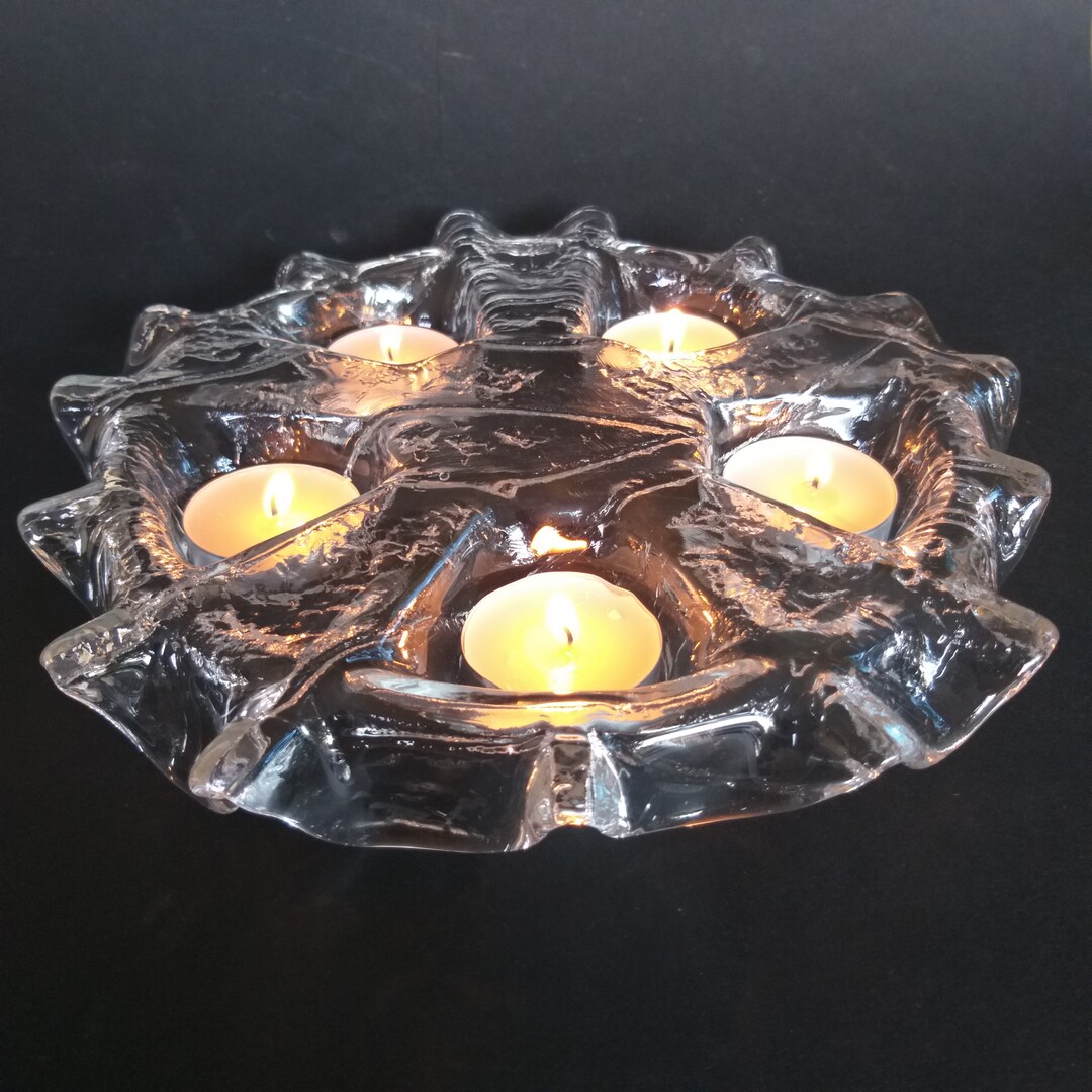 Muurla Finland Crystal Glass Candle Holder. Snowflake Form for 5 ...