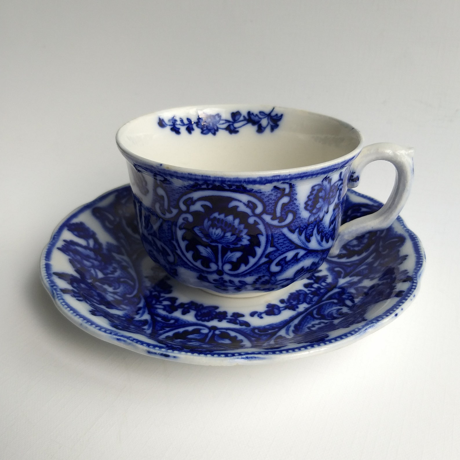 Vintage Classic Flow Blue Porcelain Coffee / Tee Cup and - Etsy
