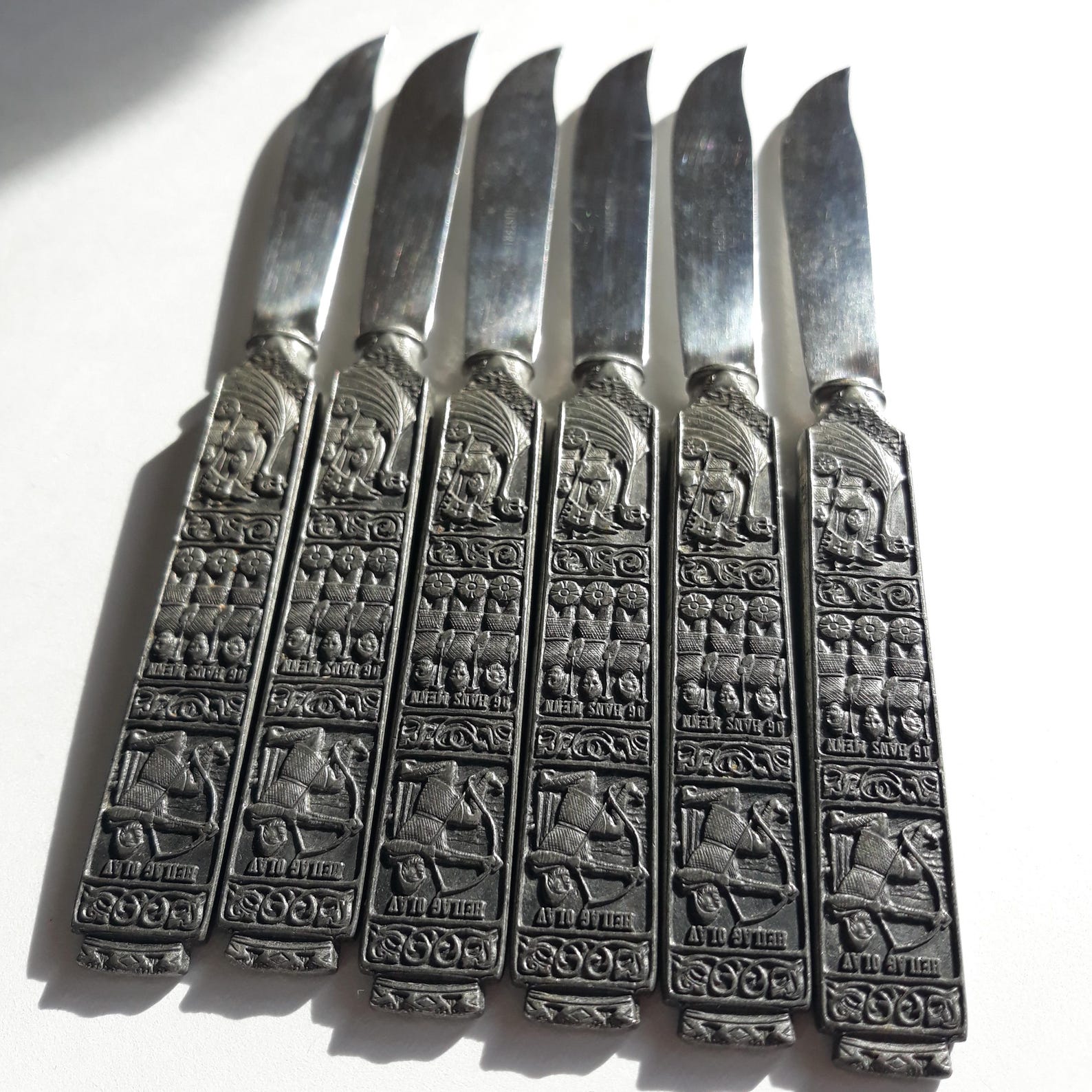 Vintage Konge Tinn Norway Pewter Short Knife Set 18 Cm (7.08"). Viking ...