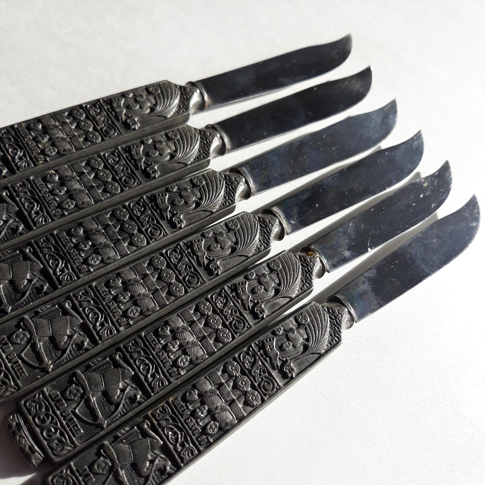 Vintage Konge Tinn Norway Pewter Short Knife Set 18 Cm (7.08"). Viking ...