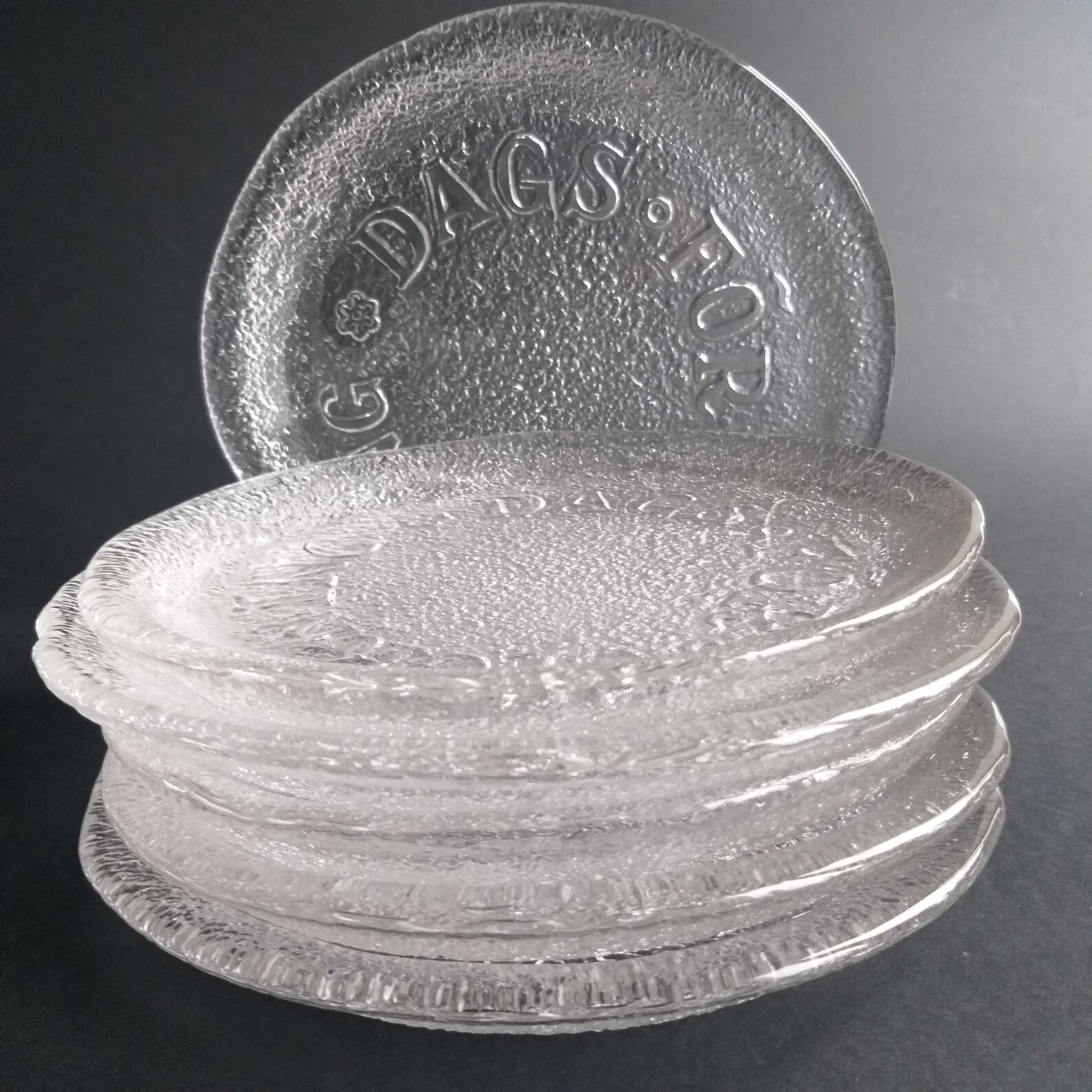 Vintage Scandinavian Art Glass Plate. Unique pattern Dag for | Etsy