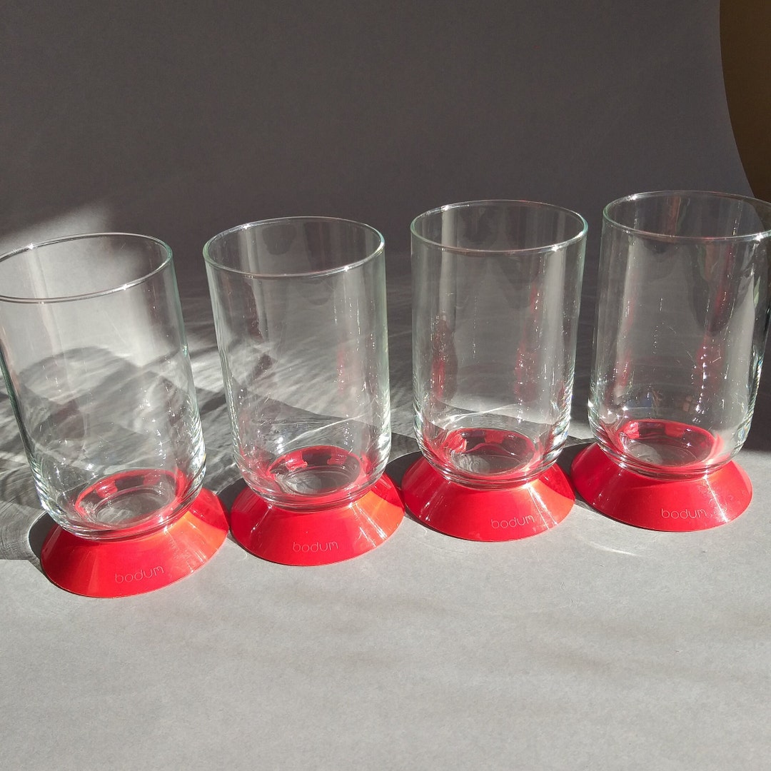 Set of 4 Bodum Picnic Iced Tea Glasses Tumblers With Removable Red ...