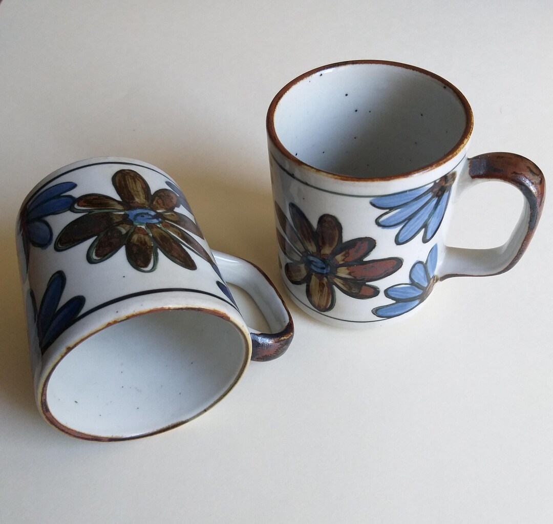 Pair of Super Cute Vintage Stoneware Mugs in Otagiri Style. Flower ...