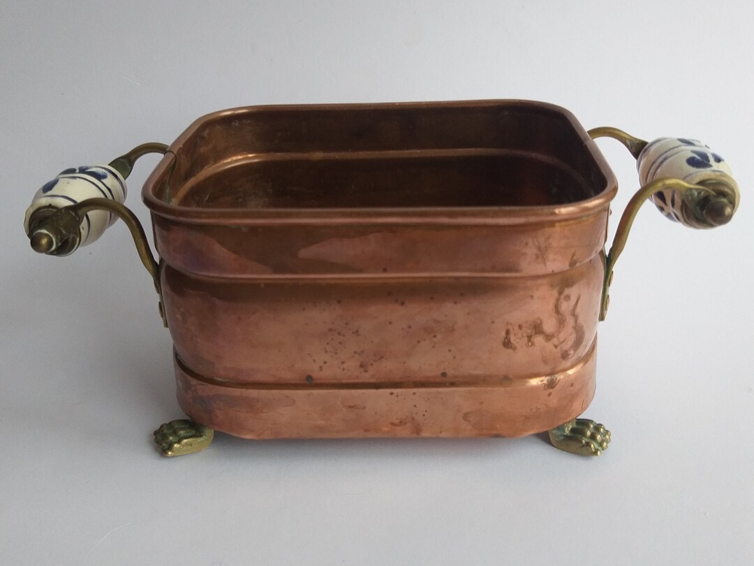 Vintage Rectangular Copper Planter Jardiniere Plant Pot on - Etsy