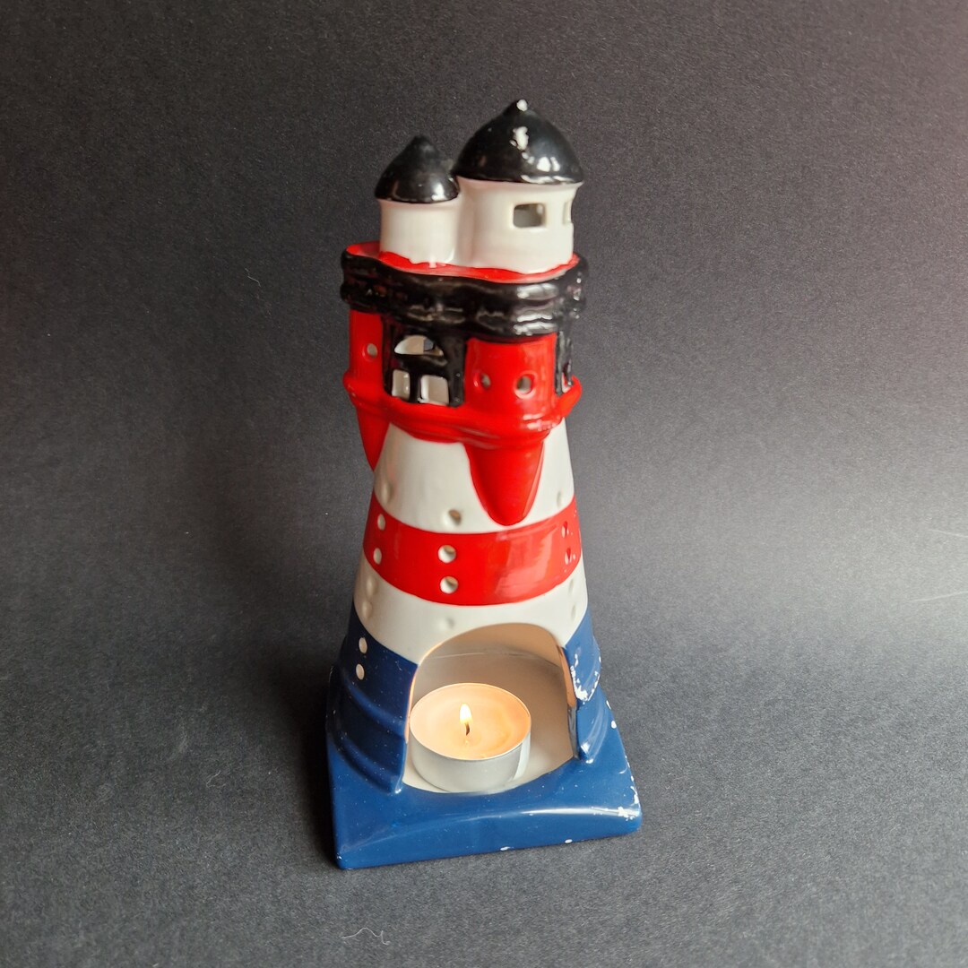 Vintage Ceramic Lighthouse Tea Candleholder in Expressive Colours ...