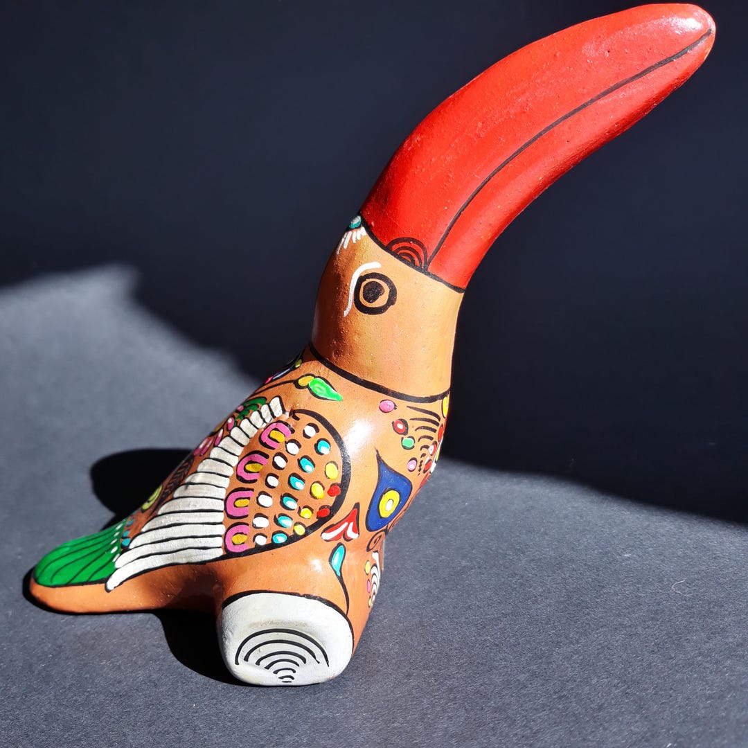 Mexican Folk Art Ceramic Toucan Bird Figurine. Bright Colours. Hand ...