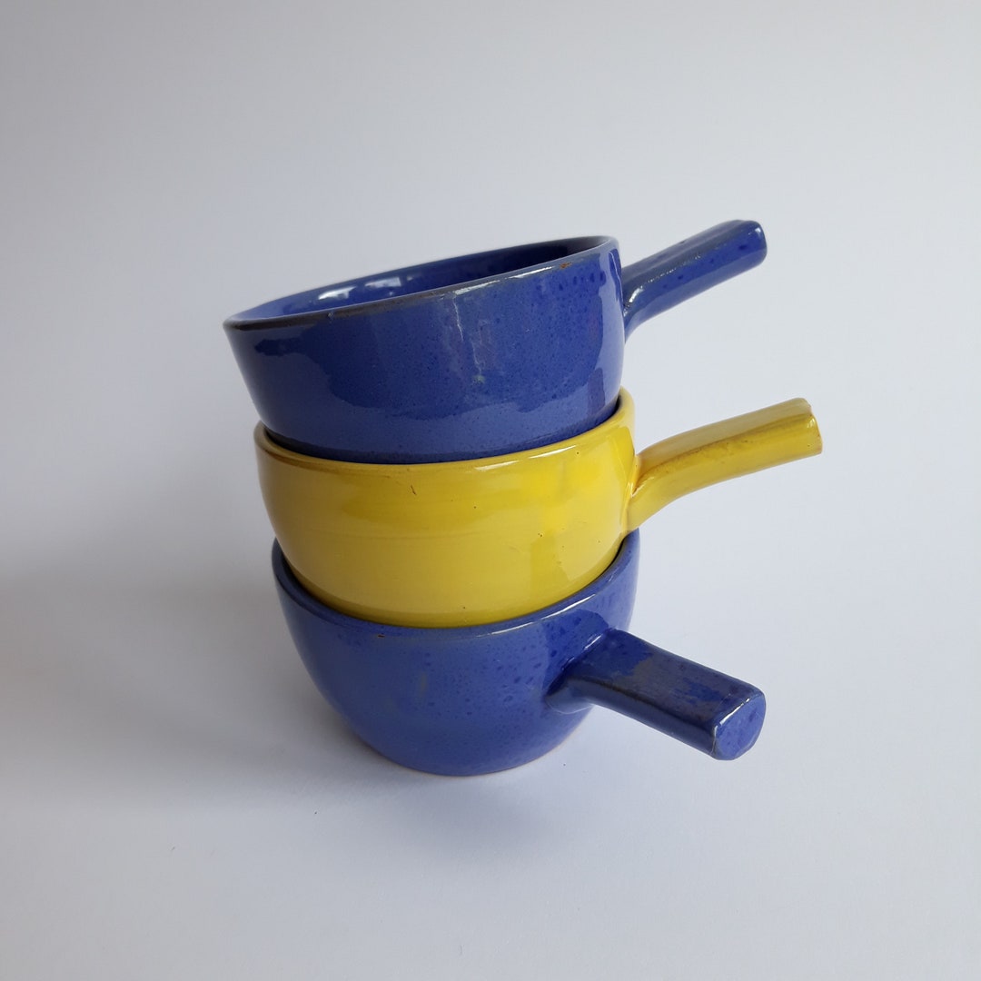 Set of 3 Small Hoganas Krukmakaren Sweden Stoneware Handled Ramekins ...