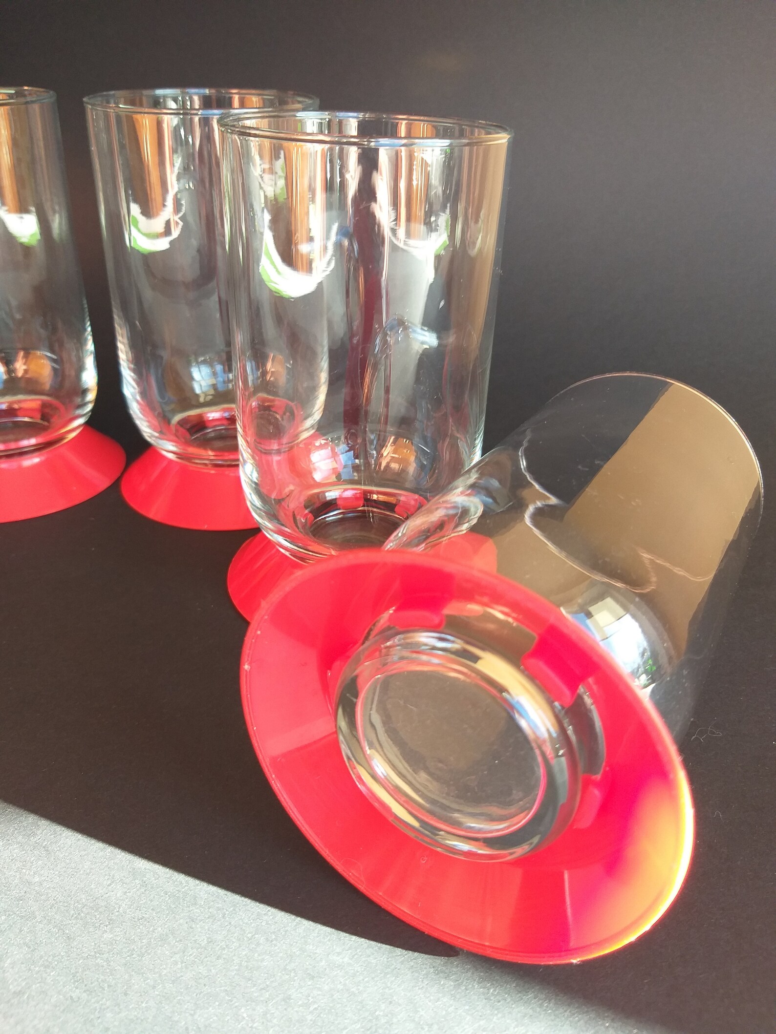 Set of 4 Bodum Picnic Iced Tea Glasses Tumblers With Removable Red ...