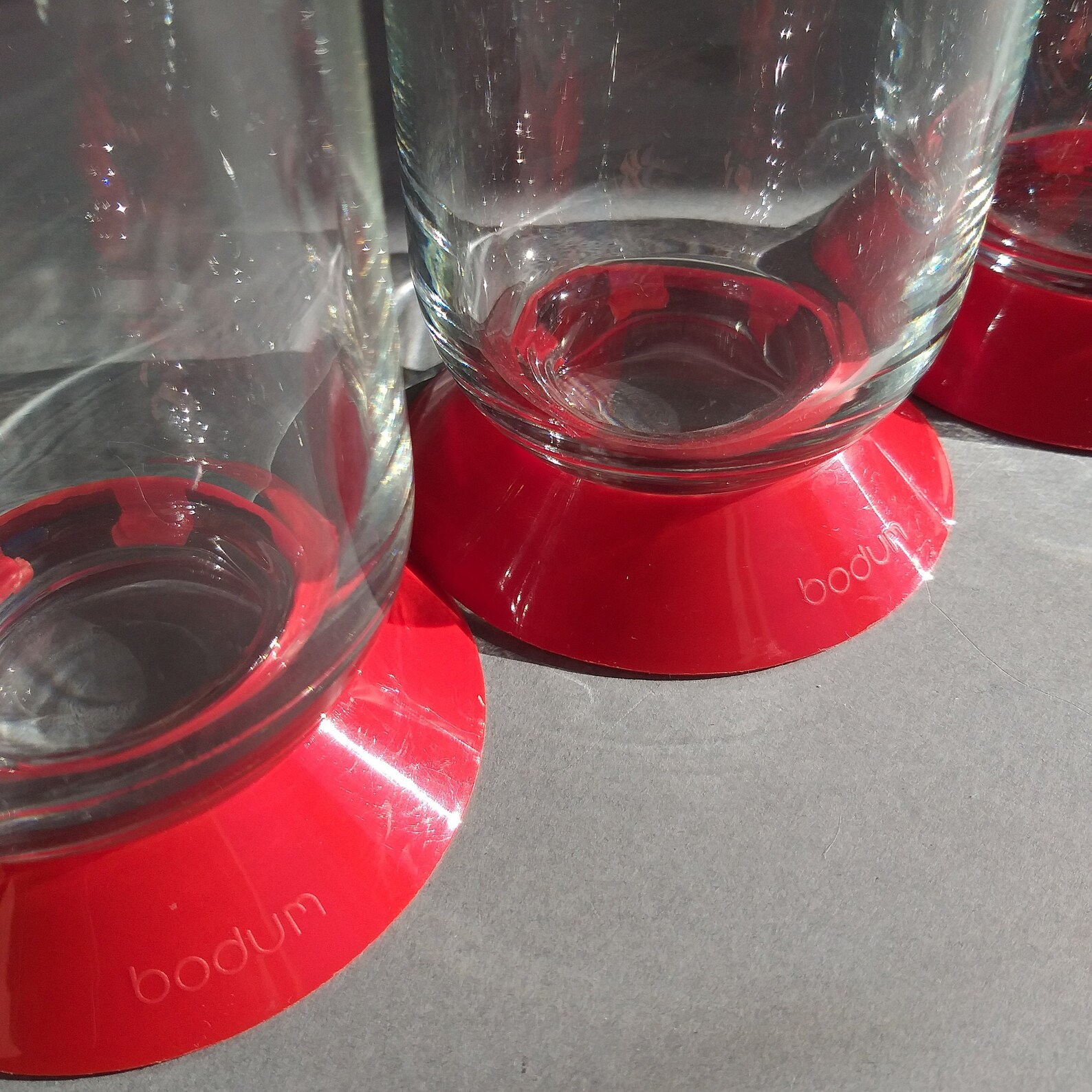 Set of 4 Bodum Picnic Iced Tea Glasses Tumblers With Removable Red ...