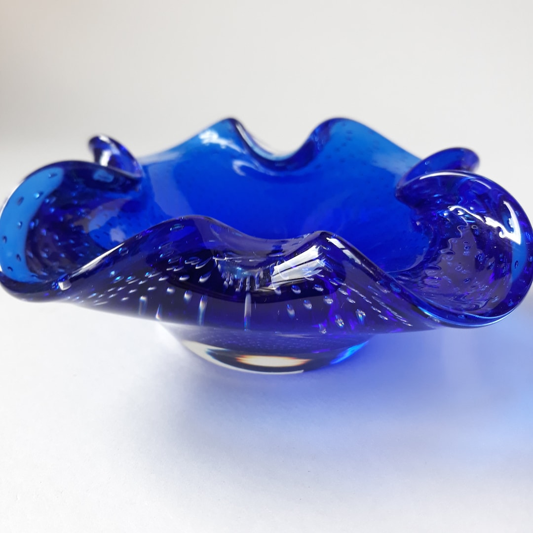 Beautiful Magnor Norway Crystal Glass Bowl Dish. Clear, Purple Blue ...