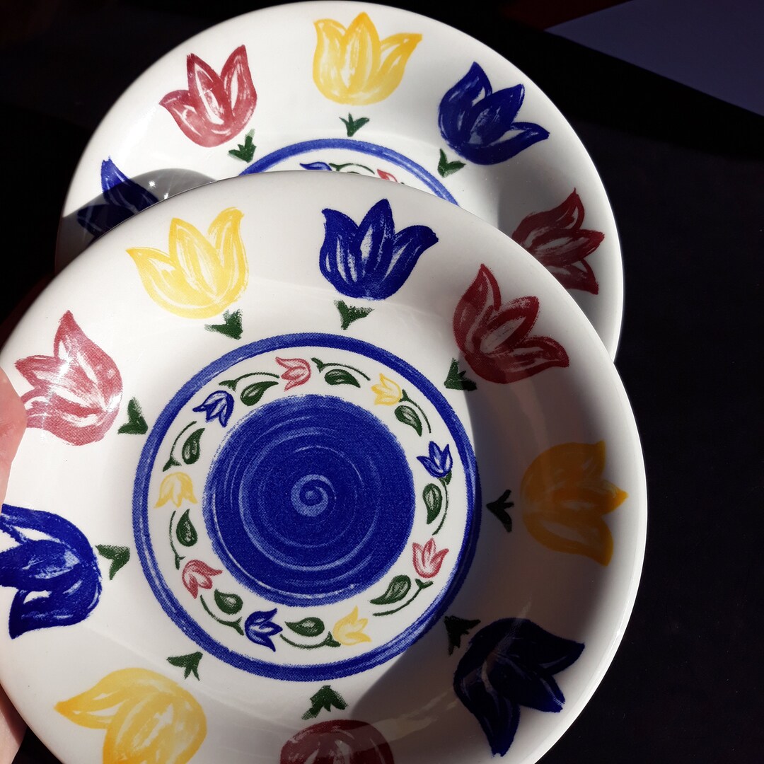 Pair of Vintage John Tams Ceramic Cereal Bowls Soup Plates in Stylized ...