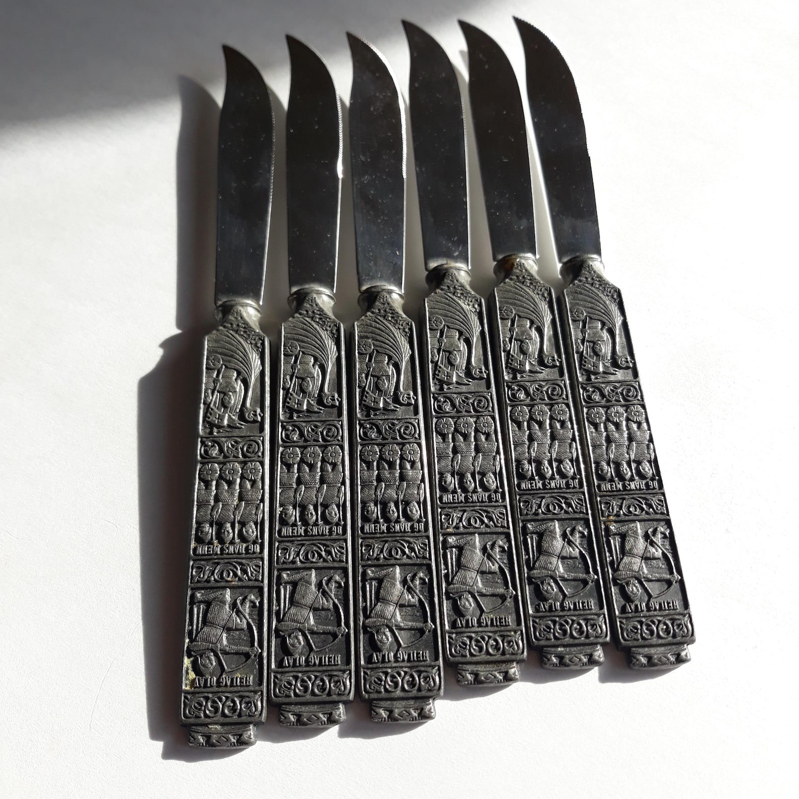 Vintage Konge Tinn Norway Pewter Short Knife Set 18 Cm (7.08"). Viking ...