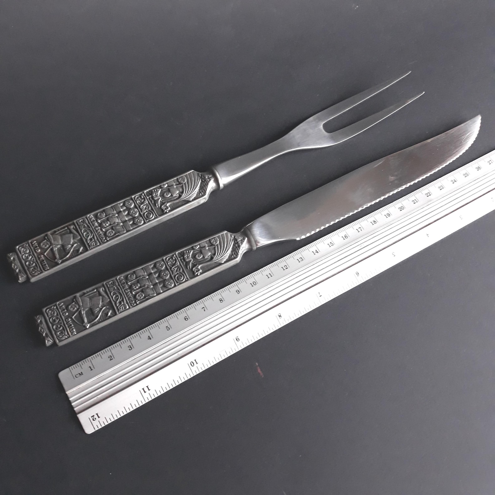Norwegian Pewter Konge Tinn Flatware. Scandinavian MCM Style. Meat ...