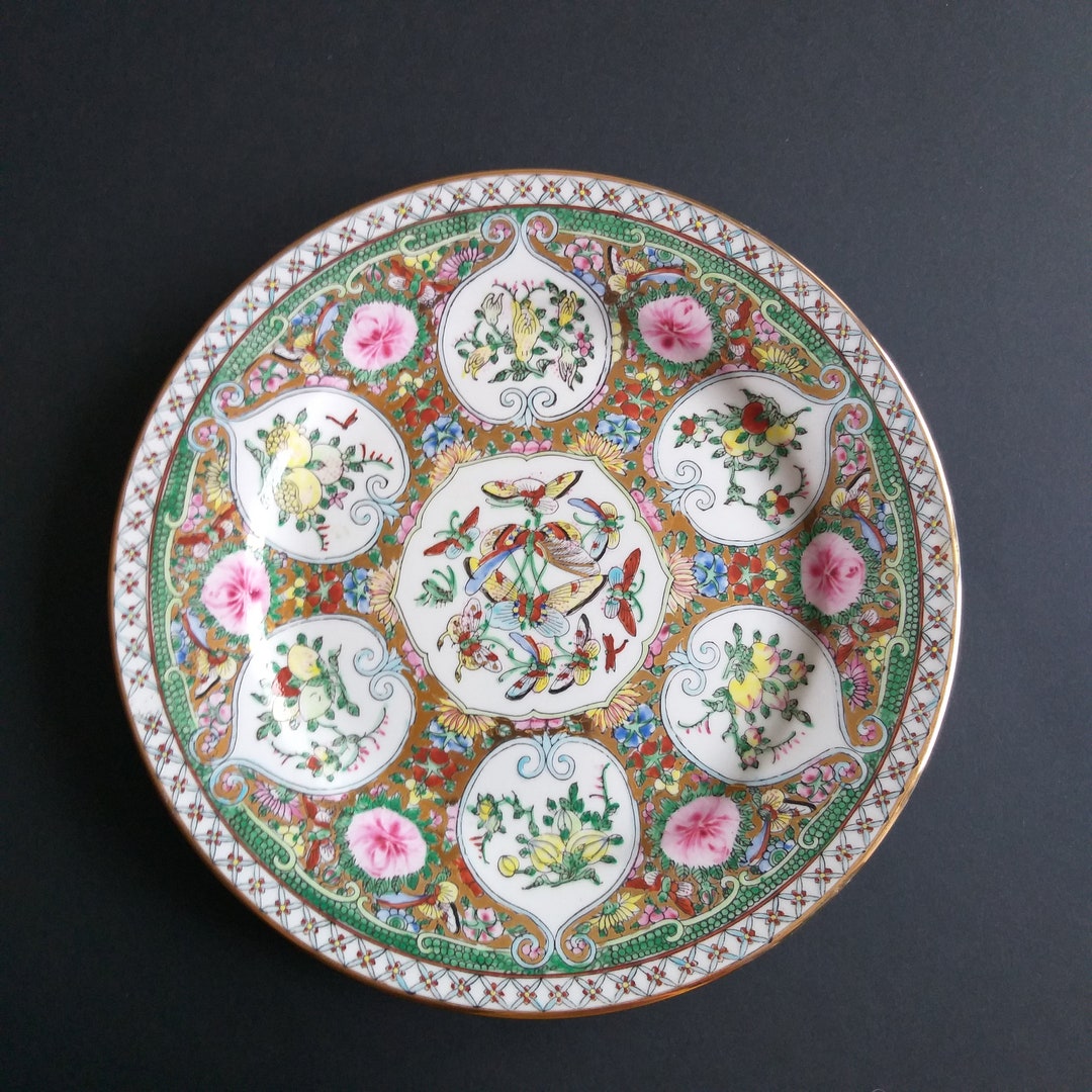 Vintage Famille Rose Medallion Hand Painted 10" Plate. Pattern ...