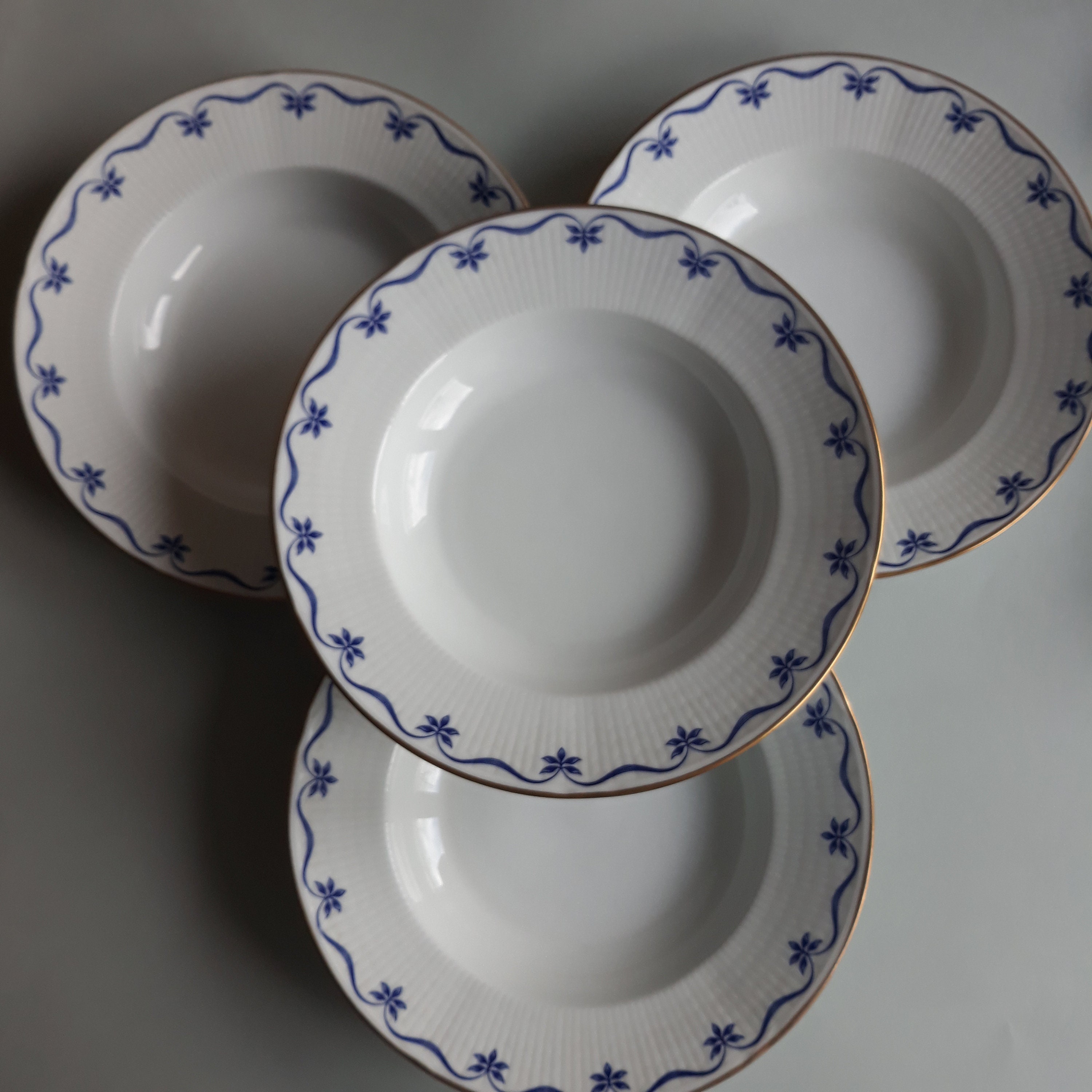 Rorstrand Sweden. Porcelain Soup Plate Pattern Mårbacka. White Base ...