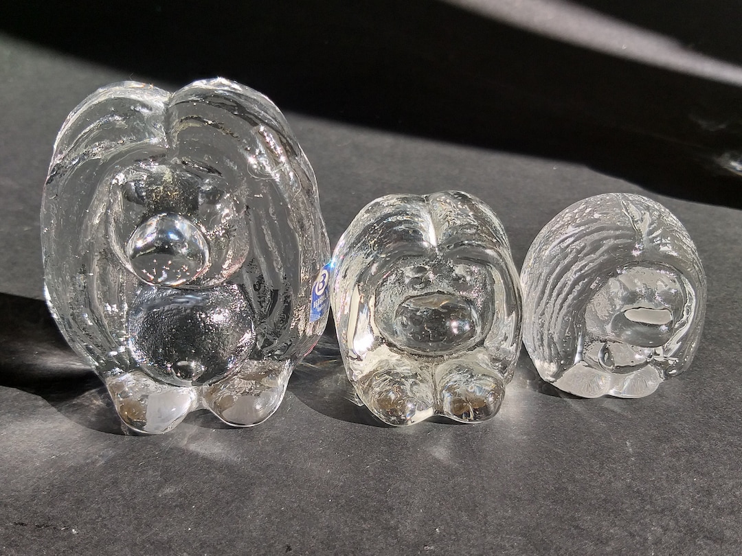 Set of 3 Bergdala Glasbruk Sweden Crystal Glass Troll Figurines ...