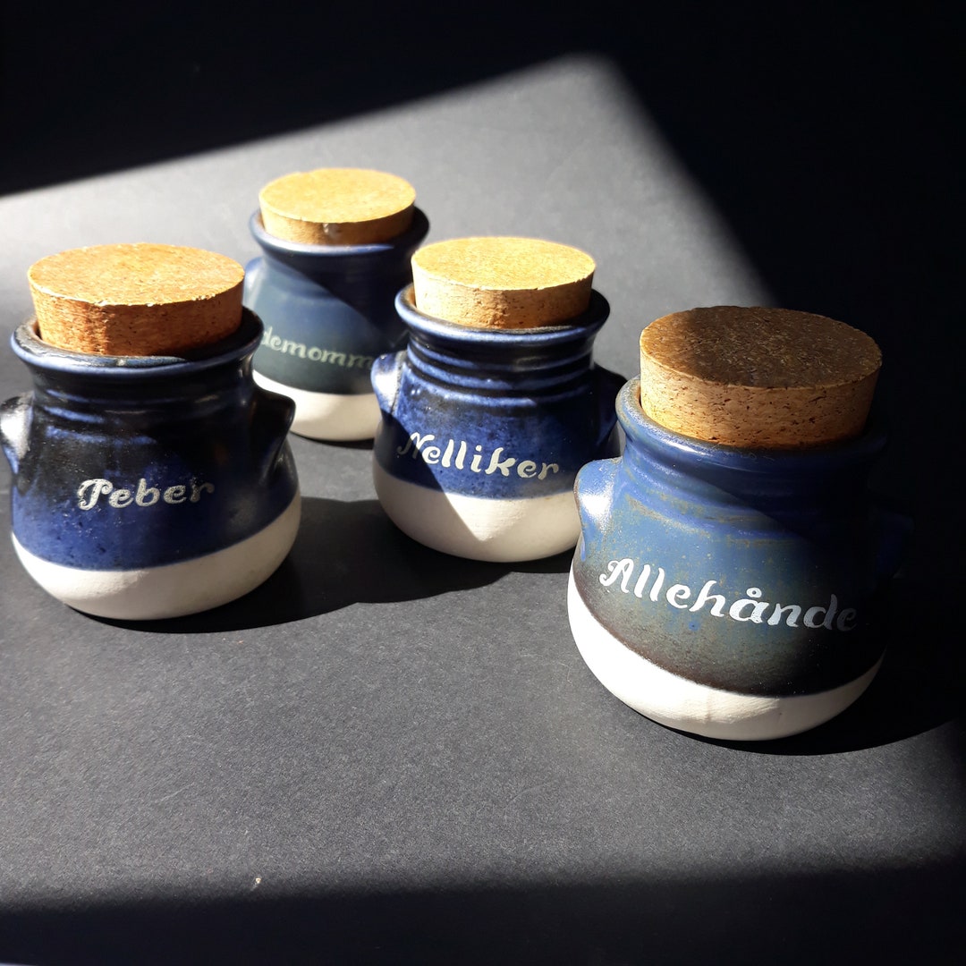 Set of 4 Aksini Denmark Stoneware Jars Containers for Spices. Design by ...