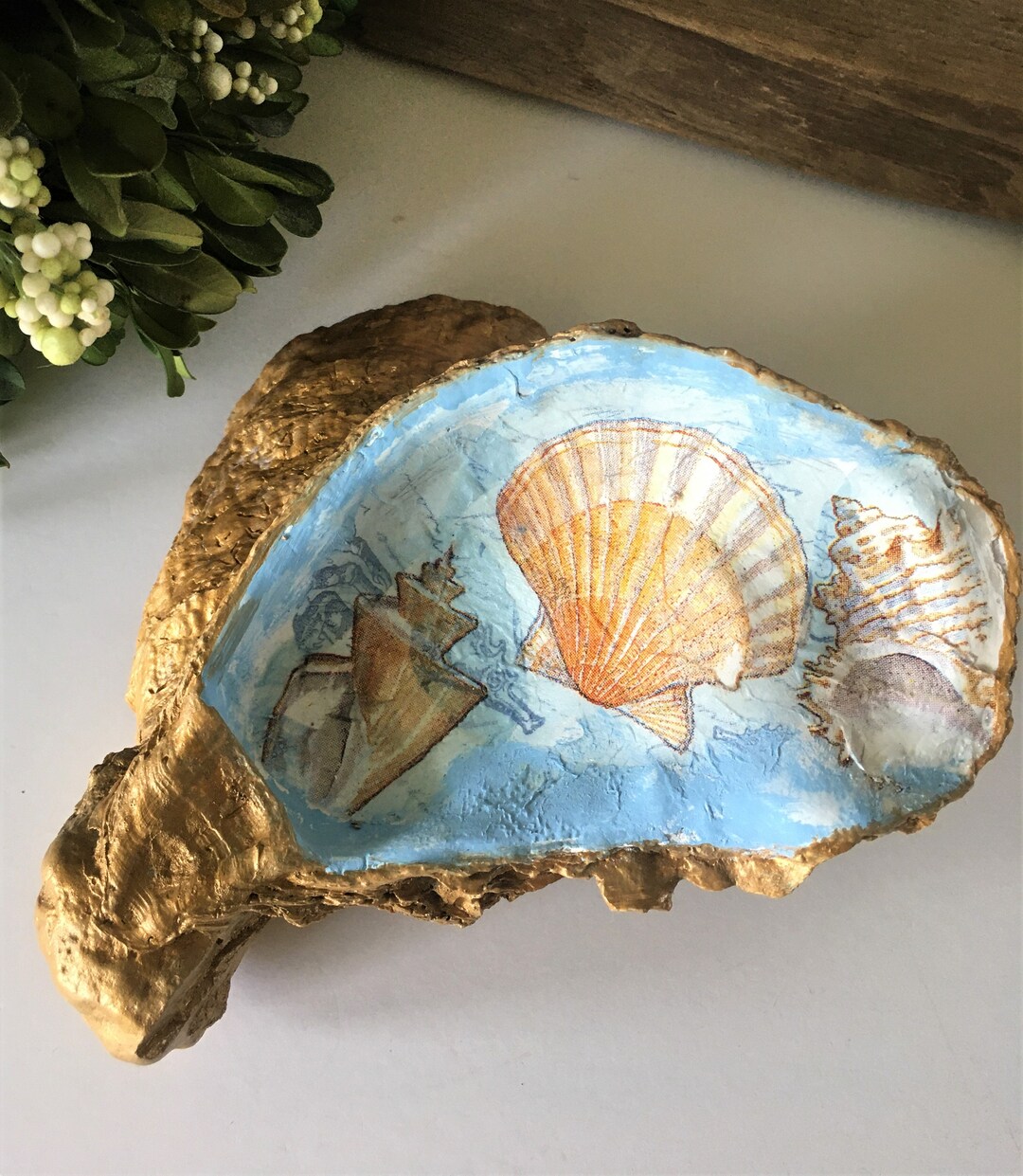 Oyster Shell Double Ring Dish; Gold Oyster Shell; Wedding Favor ...
