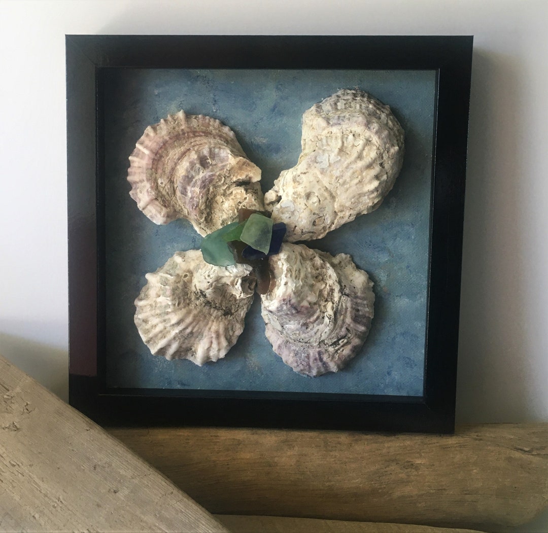 Oyster Shell Art; Oyster Shell Framed Art; Oyster Shell Décor; Coastal ...
