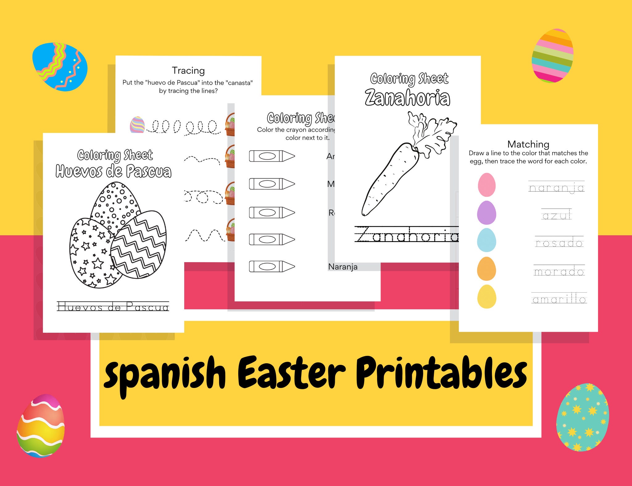 Spanish Worksheets and Coloring Pages - Easter - Etsy