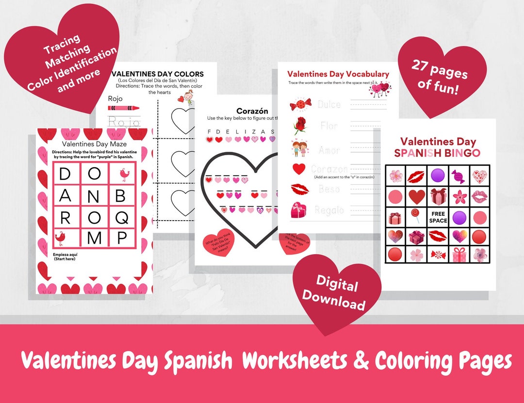 Spanish Worksheets and Coloring Pages - Etsy