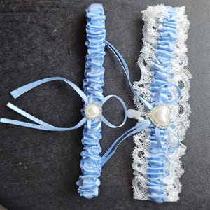 2 Pcs Light Blue Garter Set, Wedding Garter With Rhinestone Pearls ...