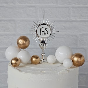 Big Silver Chalice Cake Topper 5" for First Communion, Baptism ...