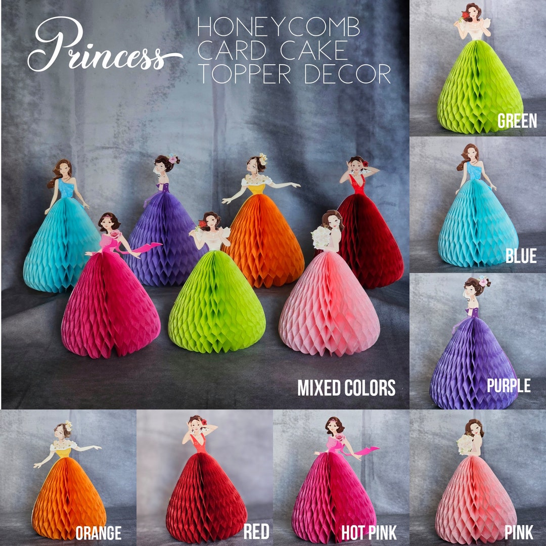 Lot of 7 Princess Honeycomb Card Cake Topper Table Decor for Birthday ...
