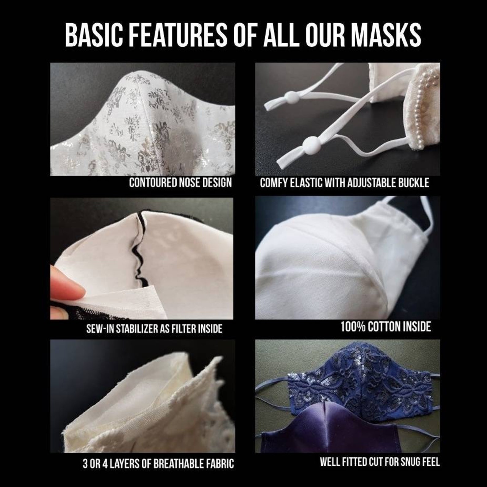 Black Satin Men's Groom Face Mask With Adjustable Buckle Bestman Best ...