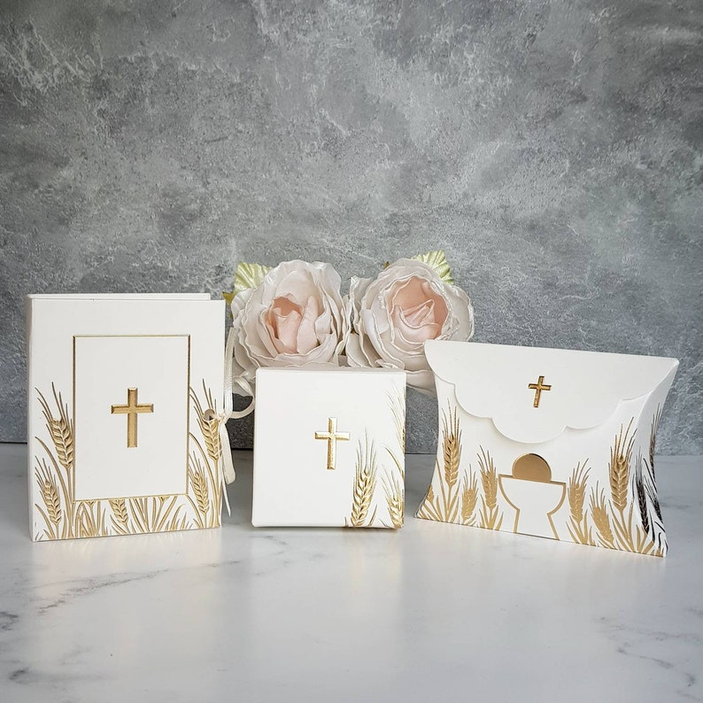 10/20 Holy Cross White and Gold Favor Box Candy Gift Box for - Etsy