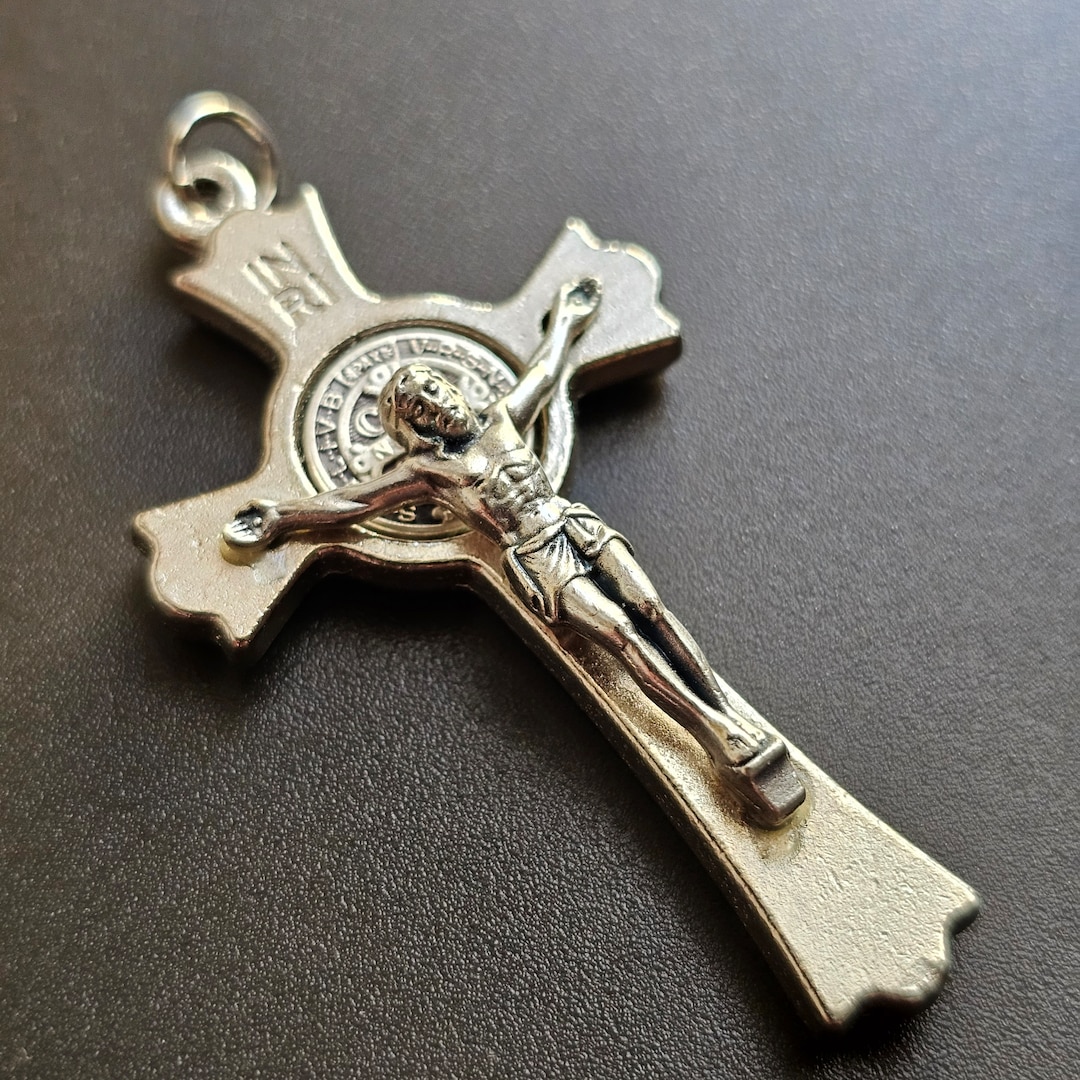 Benedictine Silver Cross Pendant Exorcism Crucifix - Etsy