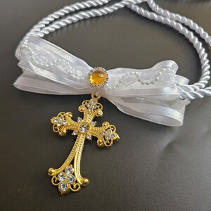 White Wedding Unity Cord Lasso With Gold Cross for Filipino and ...