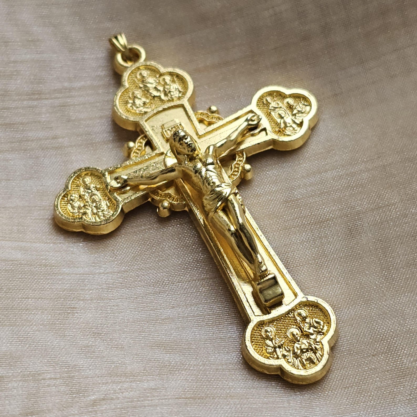 The 12 Apostles Big Crucifix 18K Gold Plated Large Pendant Cross for ...