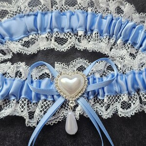 2 Pcs Light Blue Garter Set, Wedding Garter With Rhinestone Pearls ...