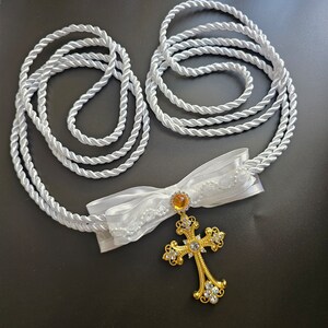 White Wedding Unity Cord Lasso With Gold Cross for Filipino and ...