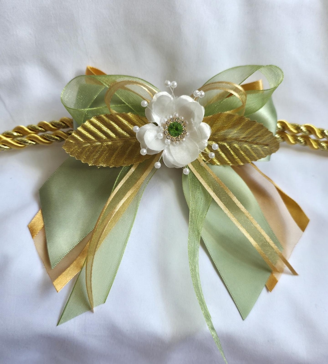 Gold & Sage Green Floral Wedding Unity Cord Lasso Yugal for Filipino ...