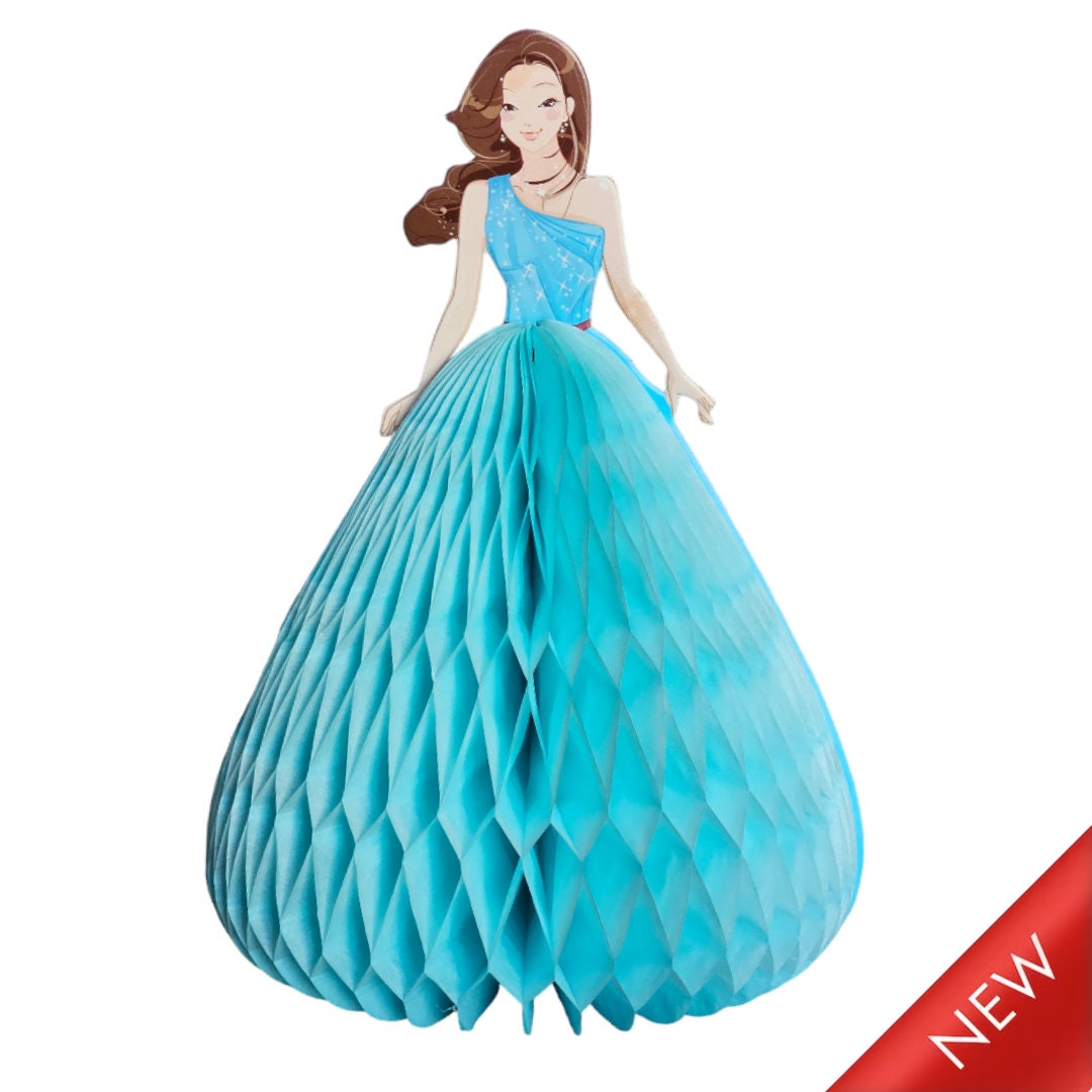 Blue Princess Honeycomb Card Cake Topper Table Decor for Birthday ...