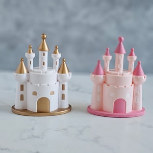 White and Gold Castle Princess Themed Cake Topper for Birthdays, Baby ...