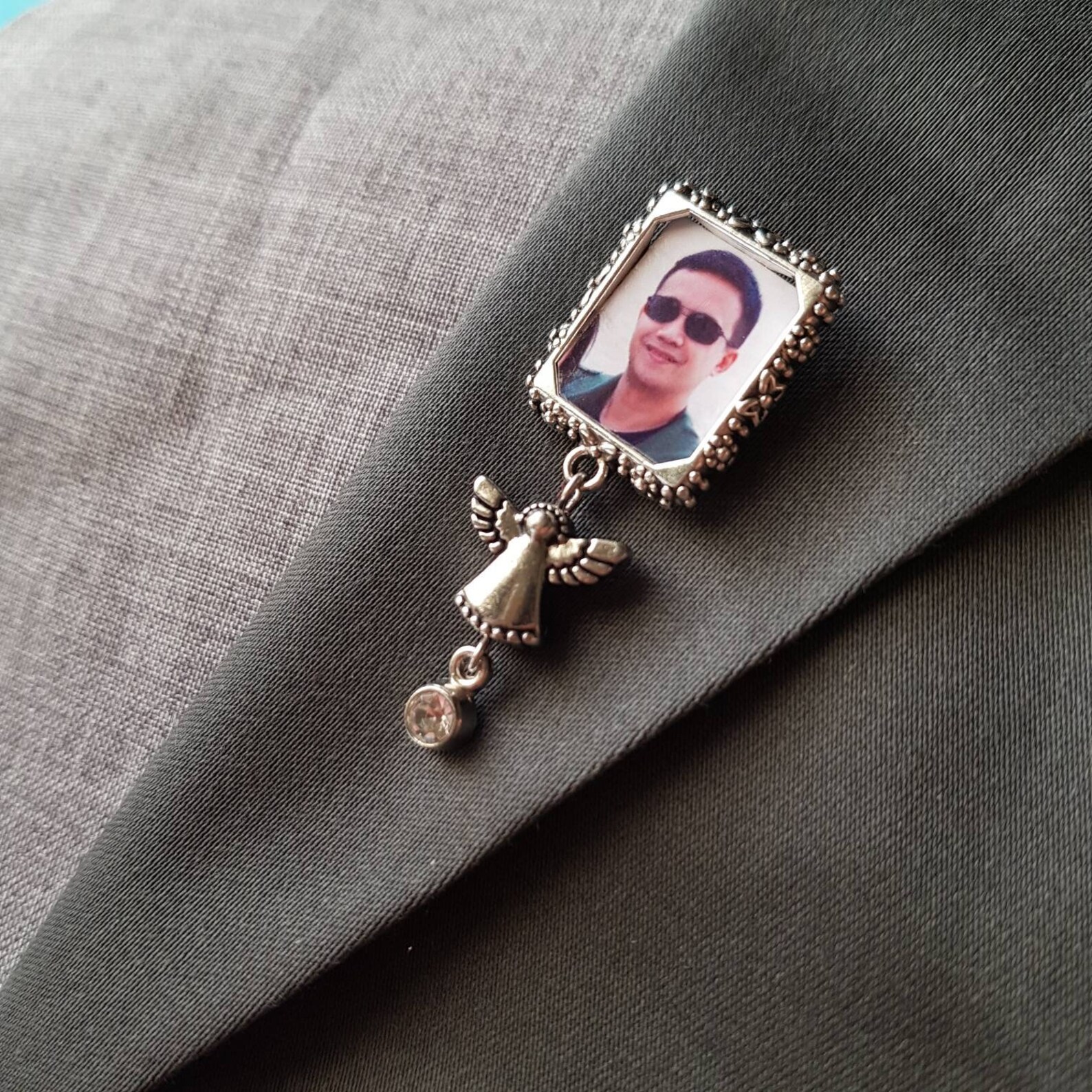 Memorial Pin With Clasp Pin Back for Men Wedding Photo Lapel - Etsy