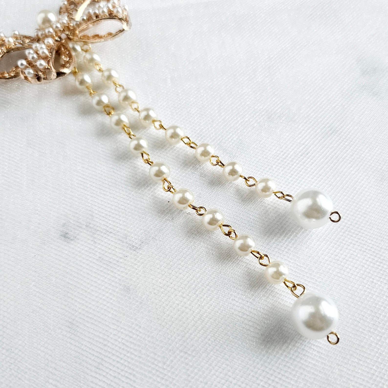 Wedding Unity Cord White Pearls With Pearl-studded Rose Gold Bow ...