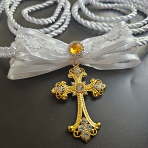 White Wedding Unity Cord Lasso With Gold Cross for Filipino and ...