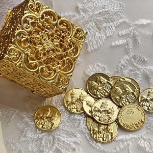 Gold Square Style Arras Arrhae Unity Wedding Coins for Filipino ...