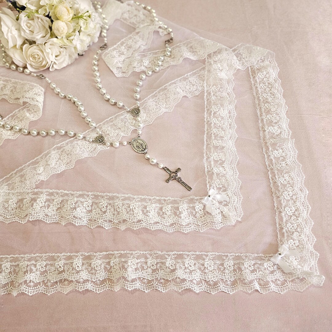 Venus Double Layered Embroidered Floral Lace Wedding Unity Veil and ...