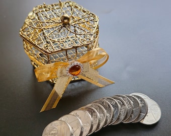 Gold Square Style Arras Arrhae Unity Wedding Coins for Filipino ...